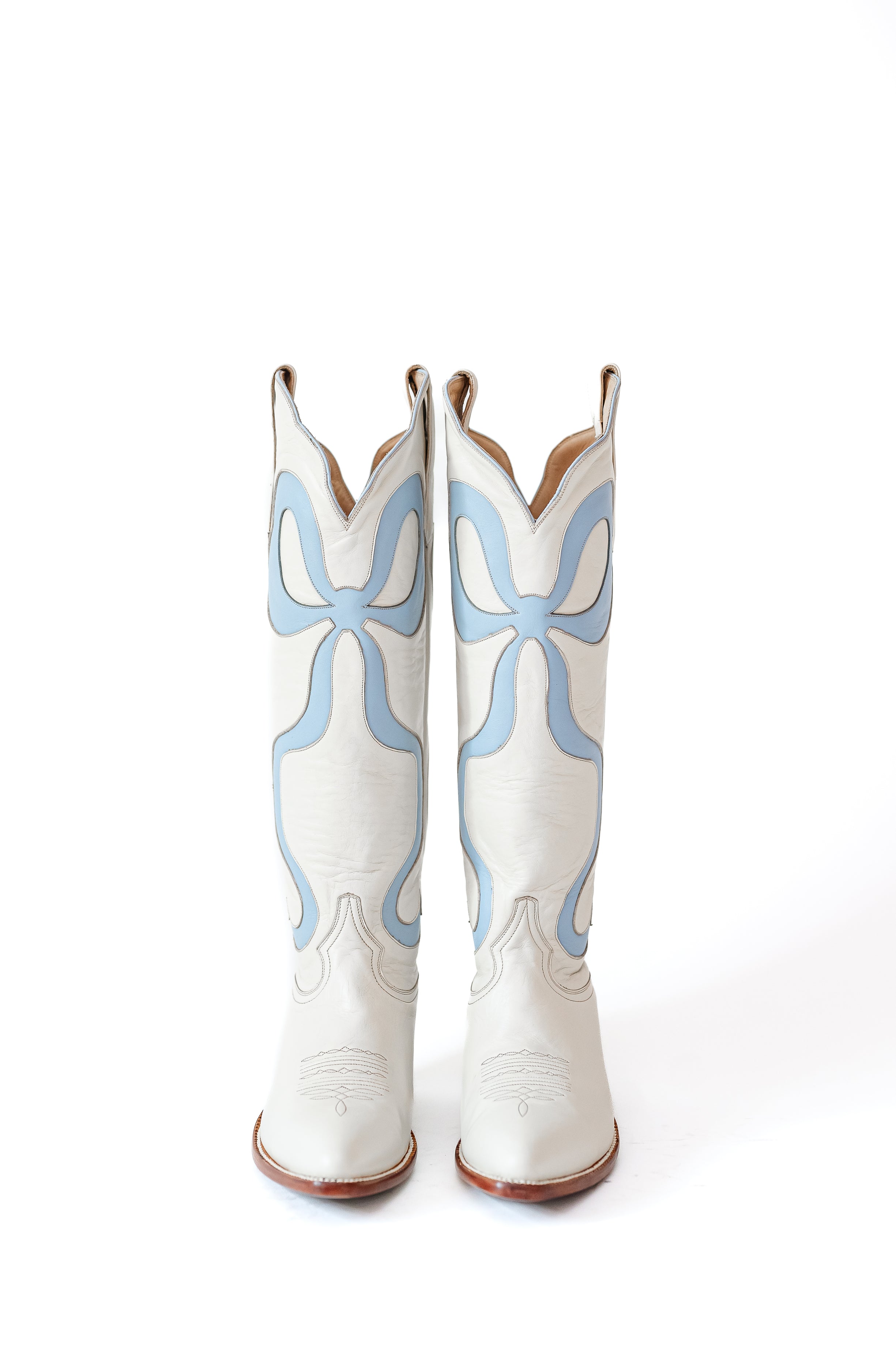 Claire Bow Boot in Bone & Powder Blue | Petite Paloma