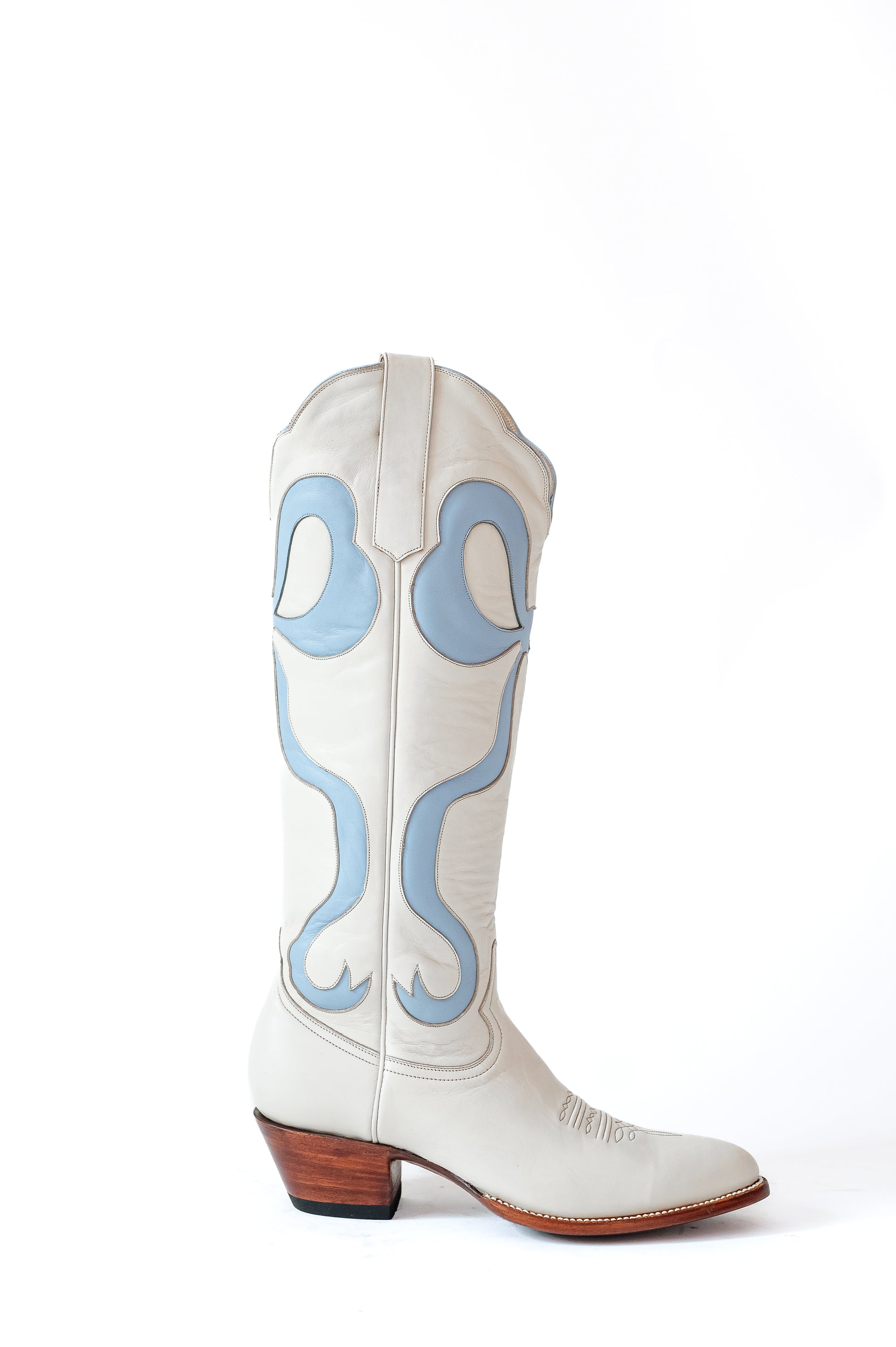 Claire Bow Boot in Bone & Powder Blue | Petite Paloma