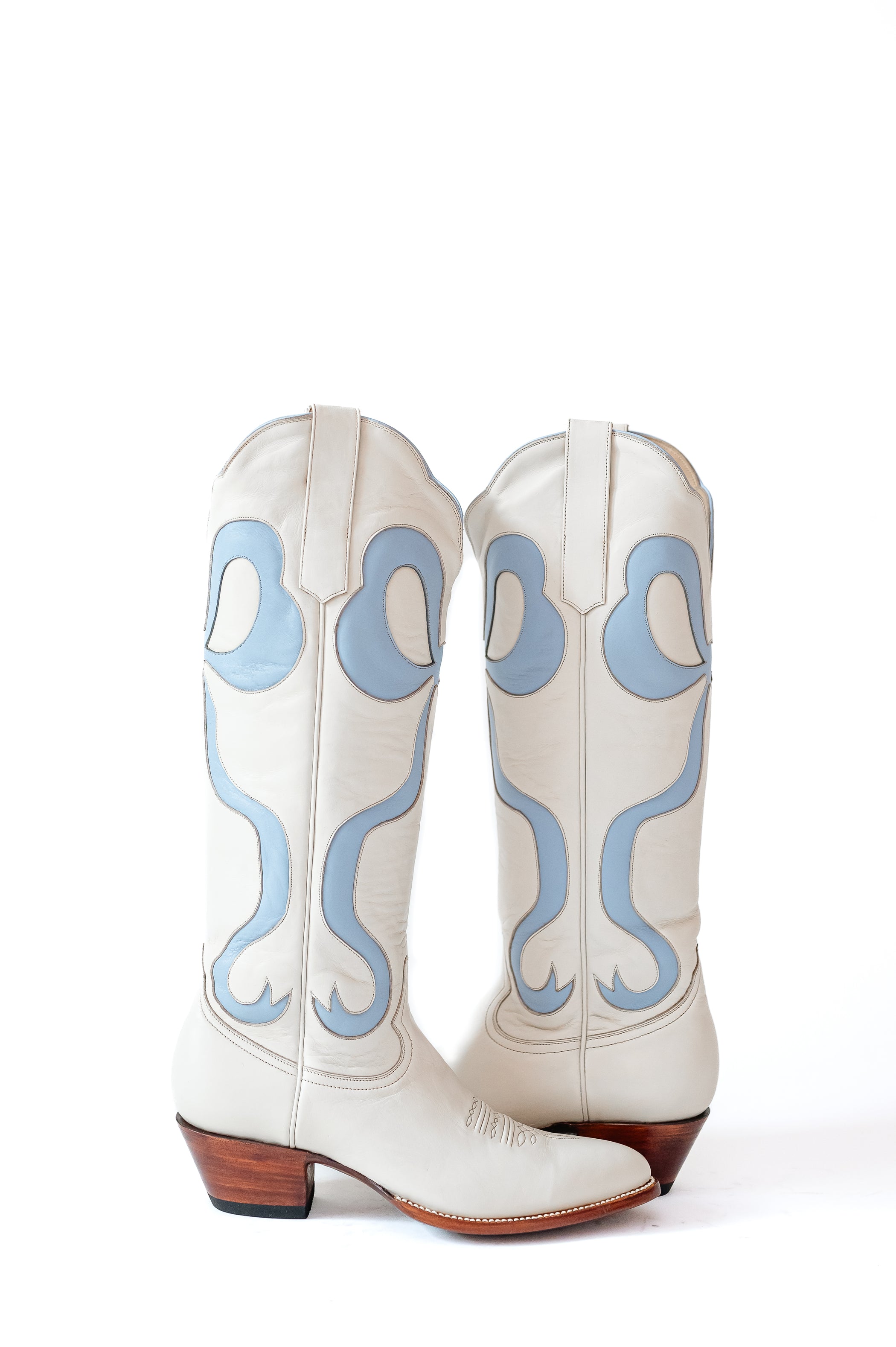 Claire Bow Boot in Bone & Powder Blue | Petite Paloma