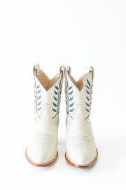 Hadley Cowgirl Boot in Bone with Blue – Petite Paloma