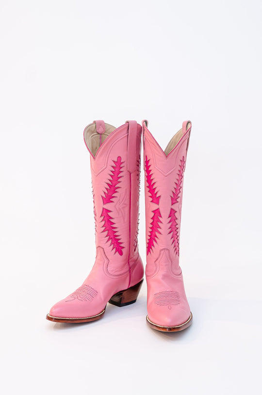 Finnley Cowgirl Boot in Pink with Hot Pink – Petite Paloma